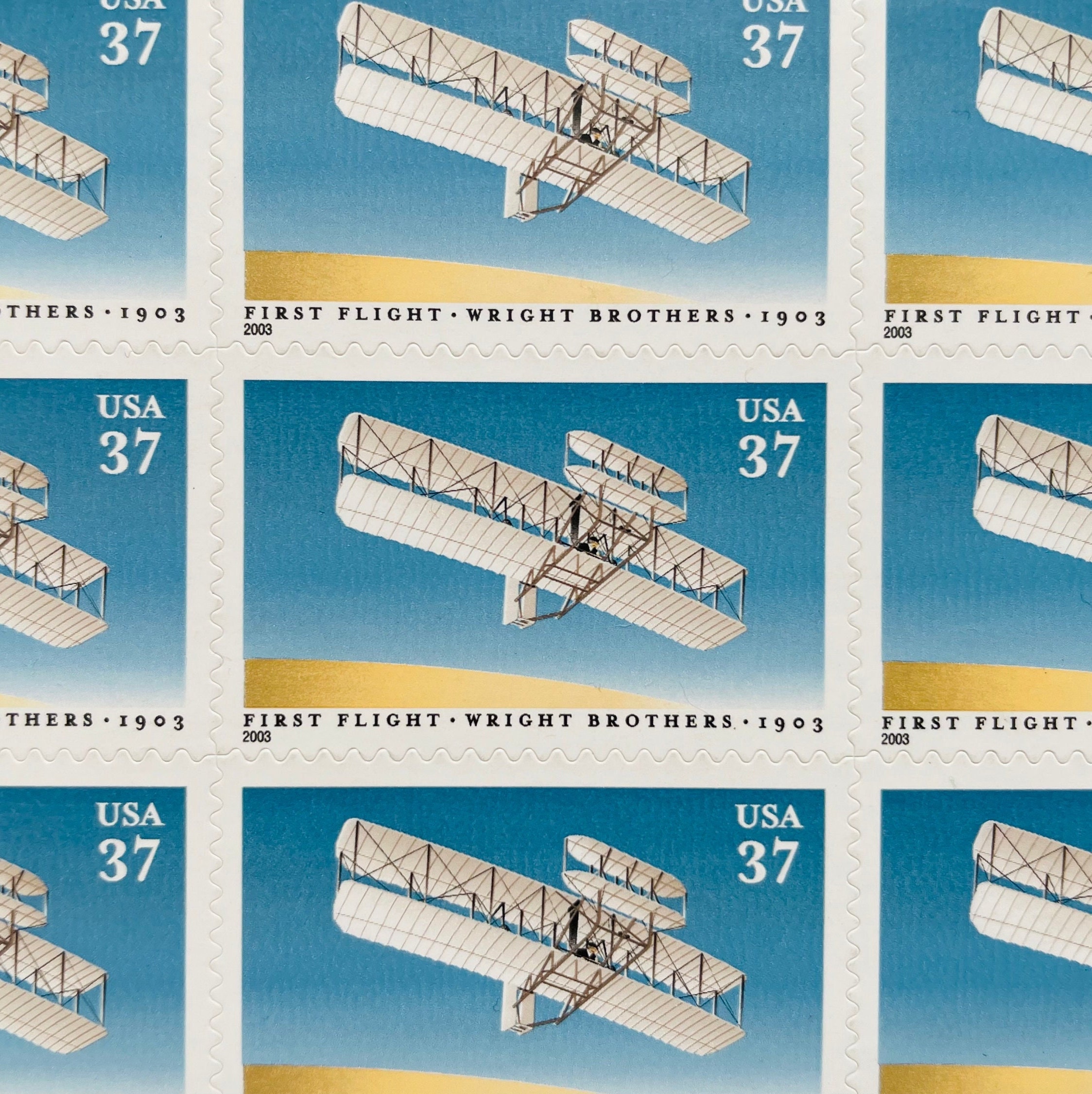 10 Kitty Hawk, First Flight 37 Cent Vintage Postage Stamps. Wright ...