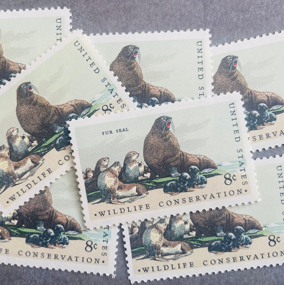 10 Wildlife Conservation: Fur Seal 8 Cent Vintage Postage Stamps ...