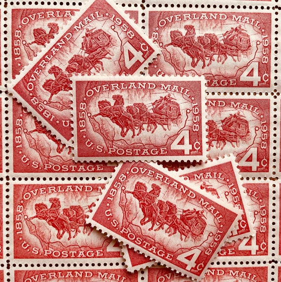 10 Overland Mail 4 Cent Vintage Postage Stamps. Orange Postage | Etsy