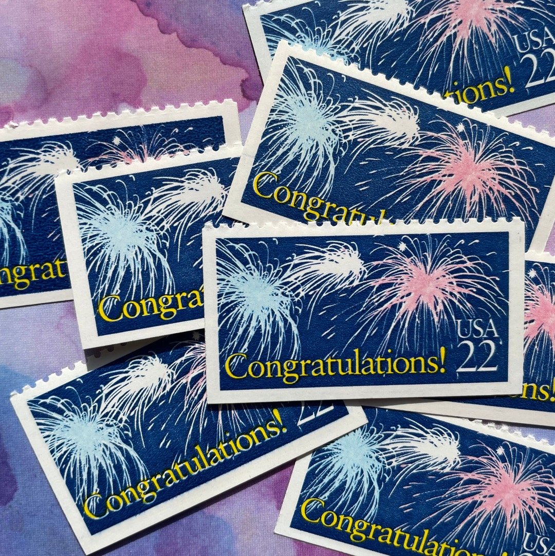 5 Congratulations! 22 Cent Vintage Postage Stamps. Special Occasion ...