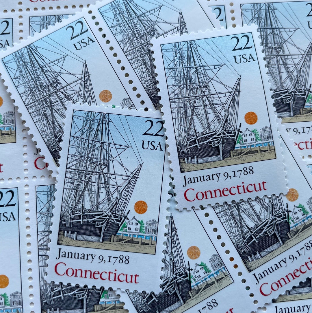 5 Connecticut Statehood 22 Cent Vintage Postage Stamps. Bicentenary ...