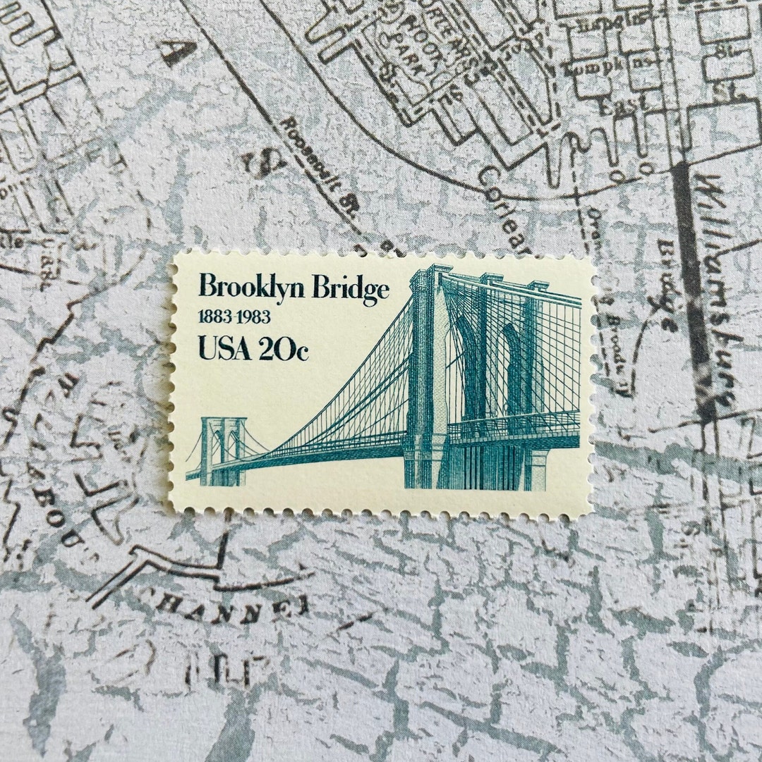 5 Brooklyn Bridge 20 Cent Vintage Postage Stamps. New York City ...