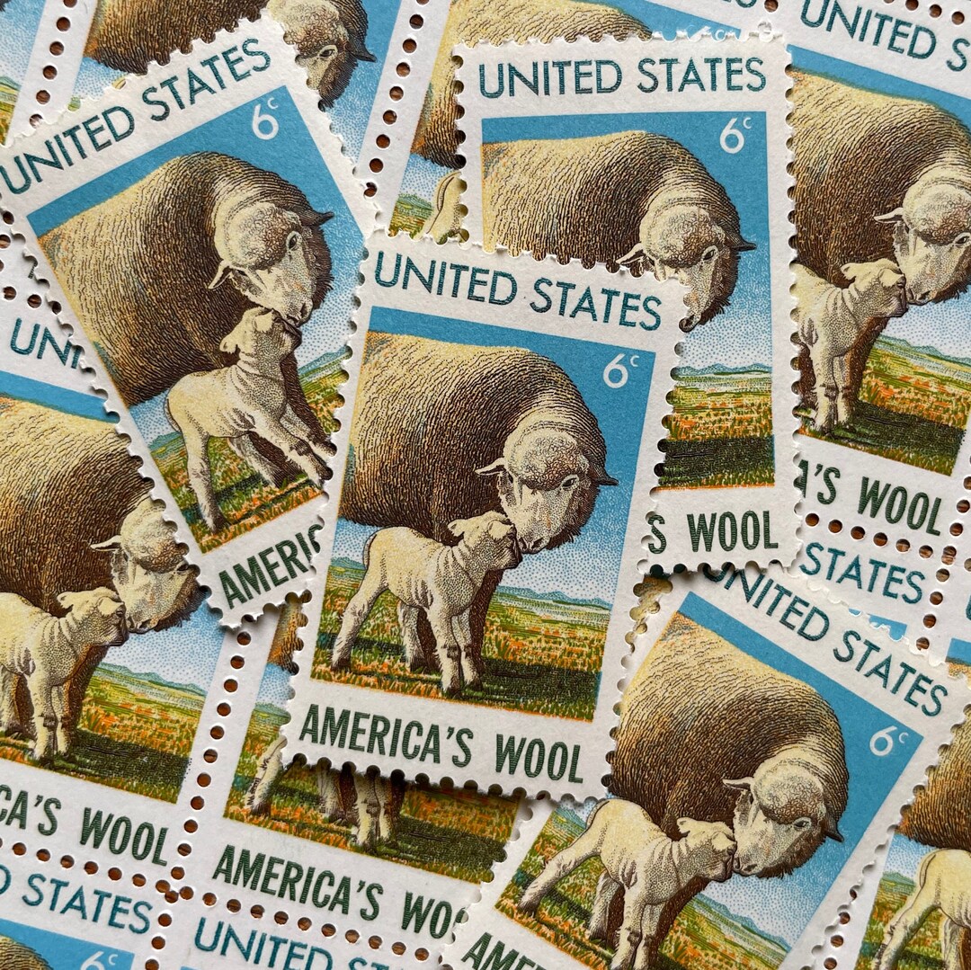 10 America's Wool 6 Cent Vintage Postage Stamps. Lamb and Sheep Stamps ...