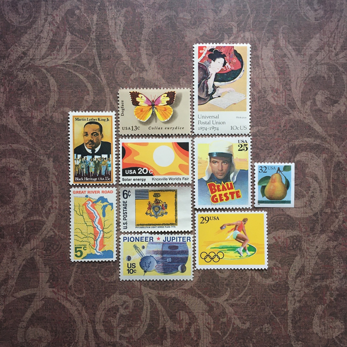 Unique Vintage Postage Stamps. Grab Bag of Ten 10 Yellow - Etsy UK
