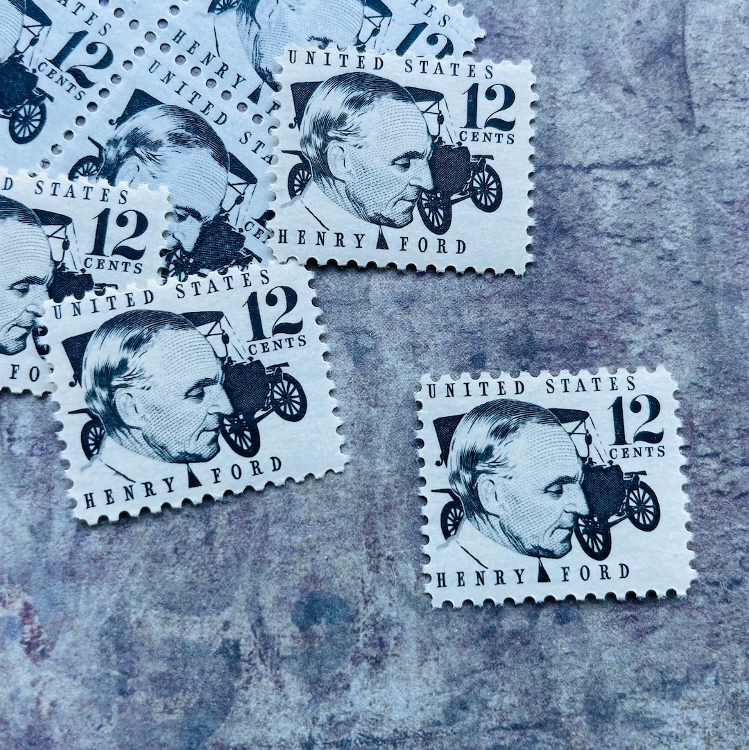 10 Henry Ford 12 Cent Vintage Postage Stamps. Model T, Automobile ...