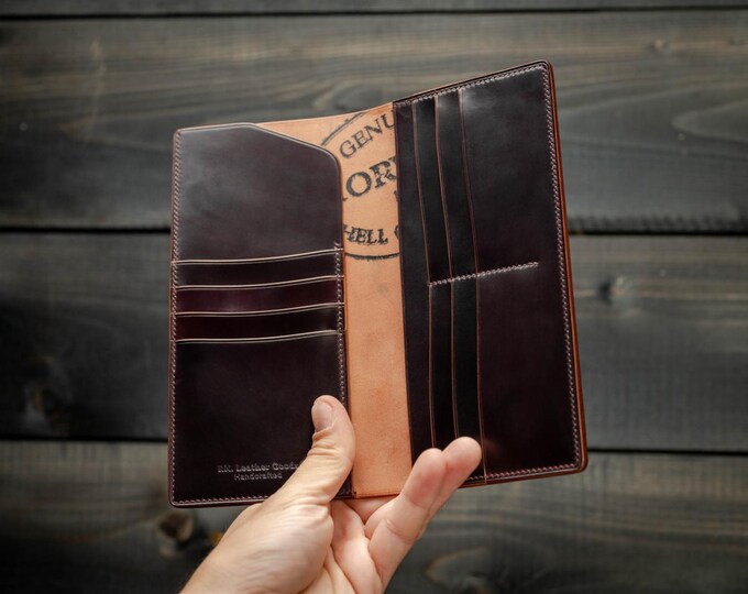 Premium Full Shell Cordovan Long Wallet - Handstitched Wallet, Color 8 ...