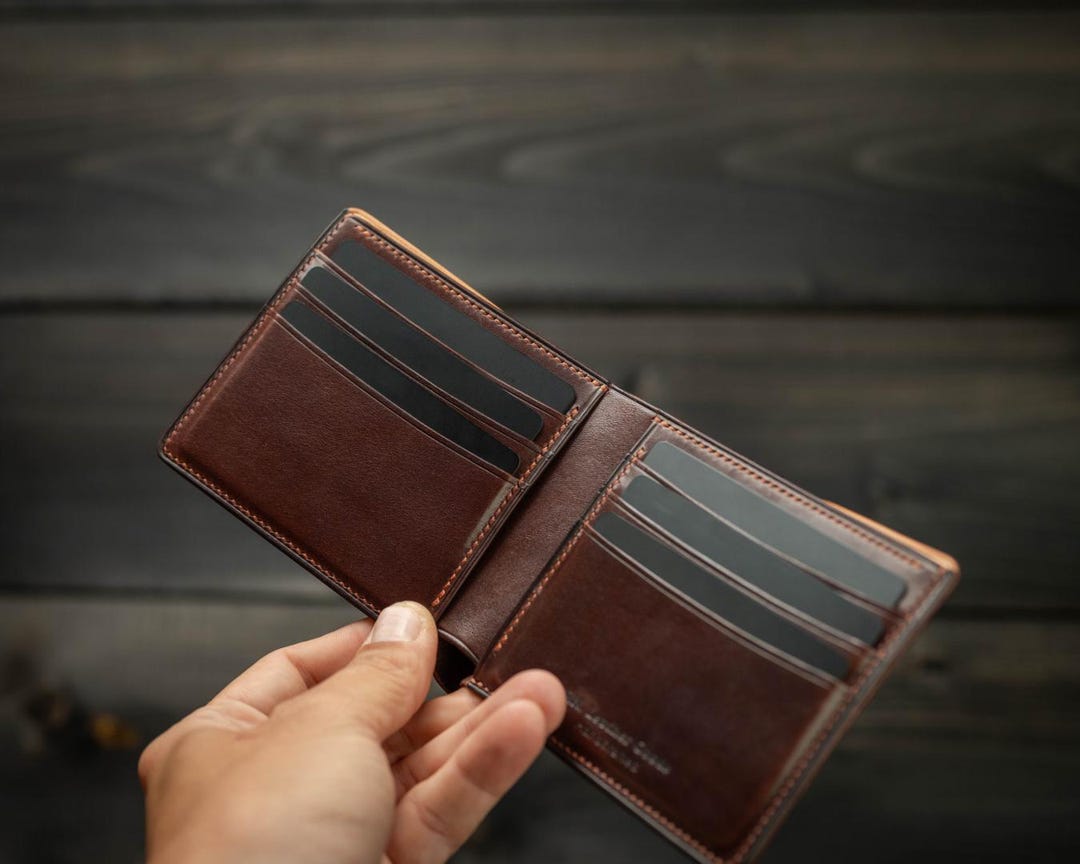 Chocolate Brown Leather Wallet - Handmade, Handstitched Wallet, Wickett ...
