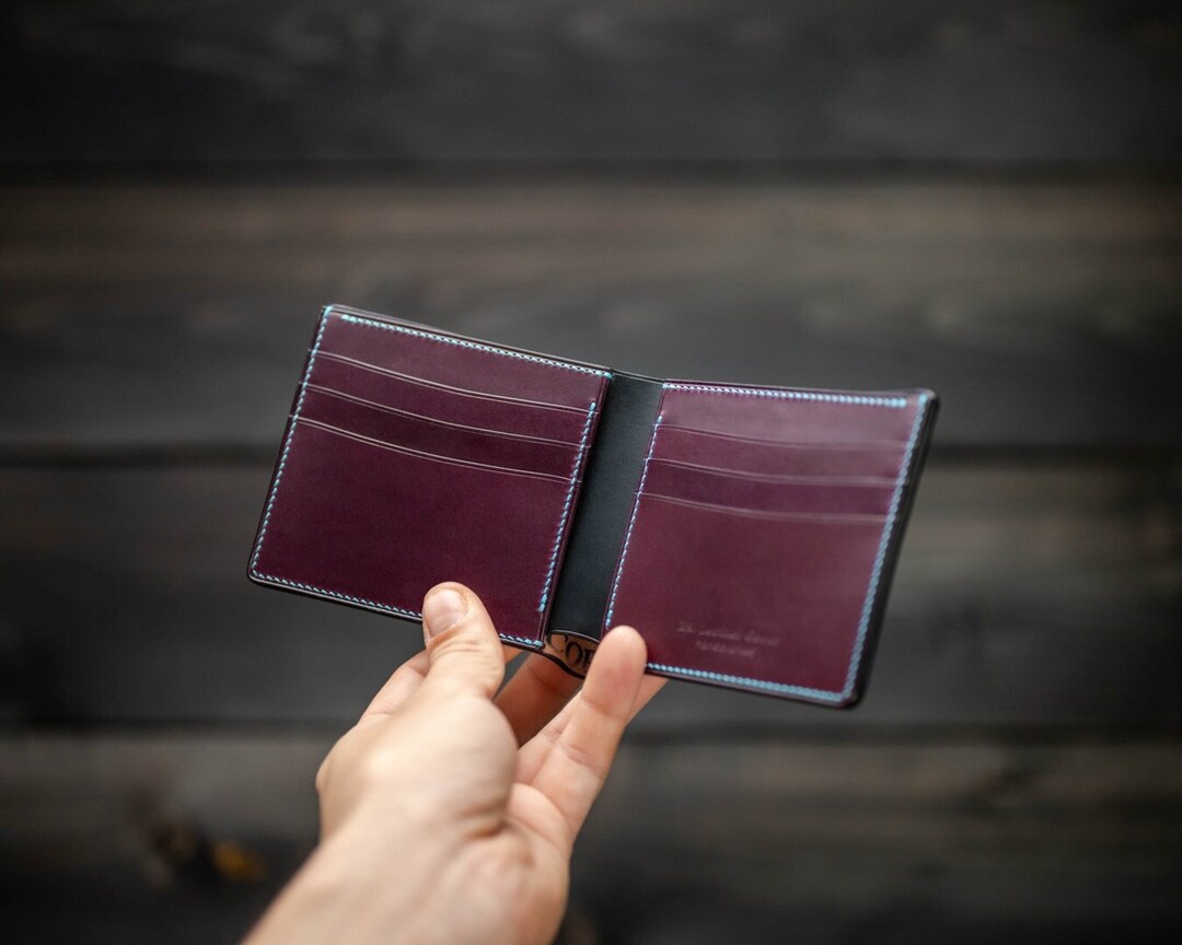 Premium Violet Horween Shell Cordovan Leather Wallet RFID - Etsy