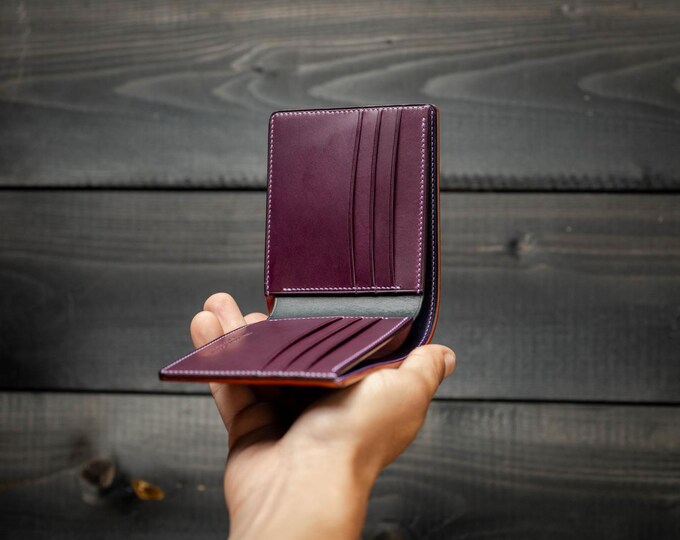Violet Horween Shell Cordovan Leather Wallet - RFID Blocking Handmade ...