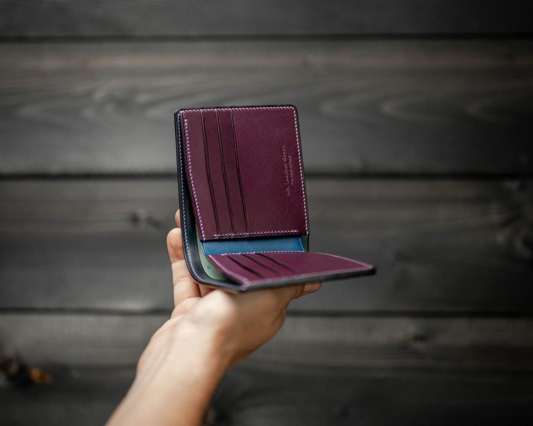 Dark Navy Horween Shell Cordovan Leather Wallet - Handmade Wallet ...