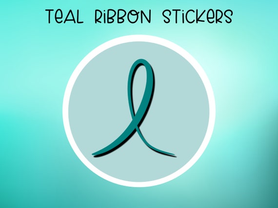 Teal Ribbon Stickers: Teal Awareness Ribbon Printable - Etsy