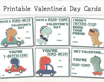 Printable Dinosaur Valentine Cards 2 // Instant Download - Etsy
