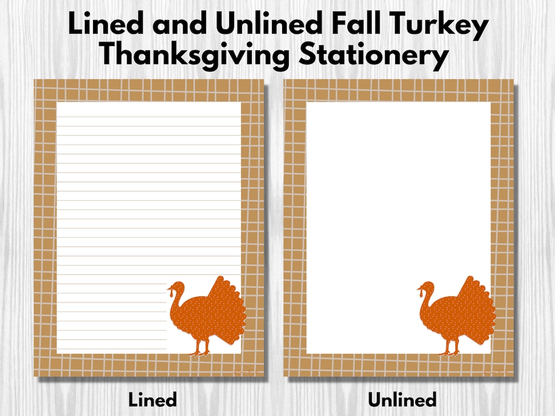 Fall Turkey Thanksgiving Stationery: Lined and Unlined Printable Paper ...