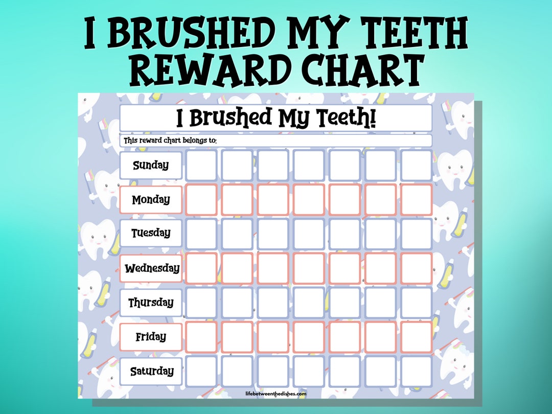 Reward Chart for Brushing Teeth With Printable Stickers - Etsy