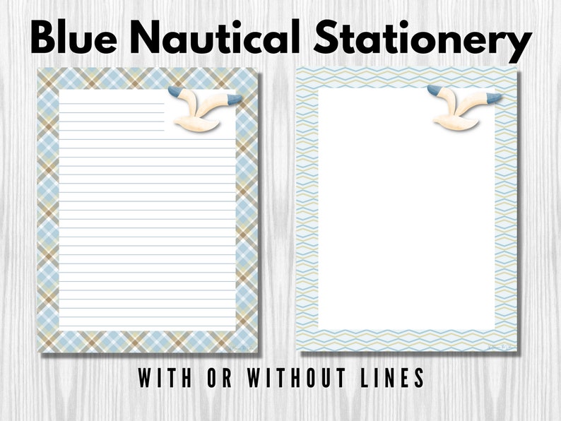 Printable Blue Nautical Stationery: Lined and Unlined - Etsy