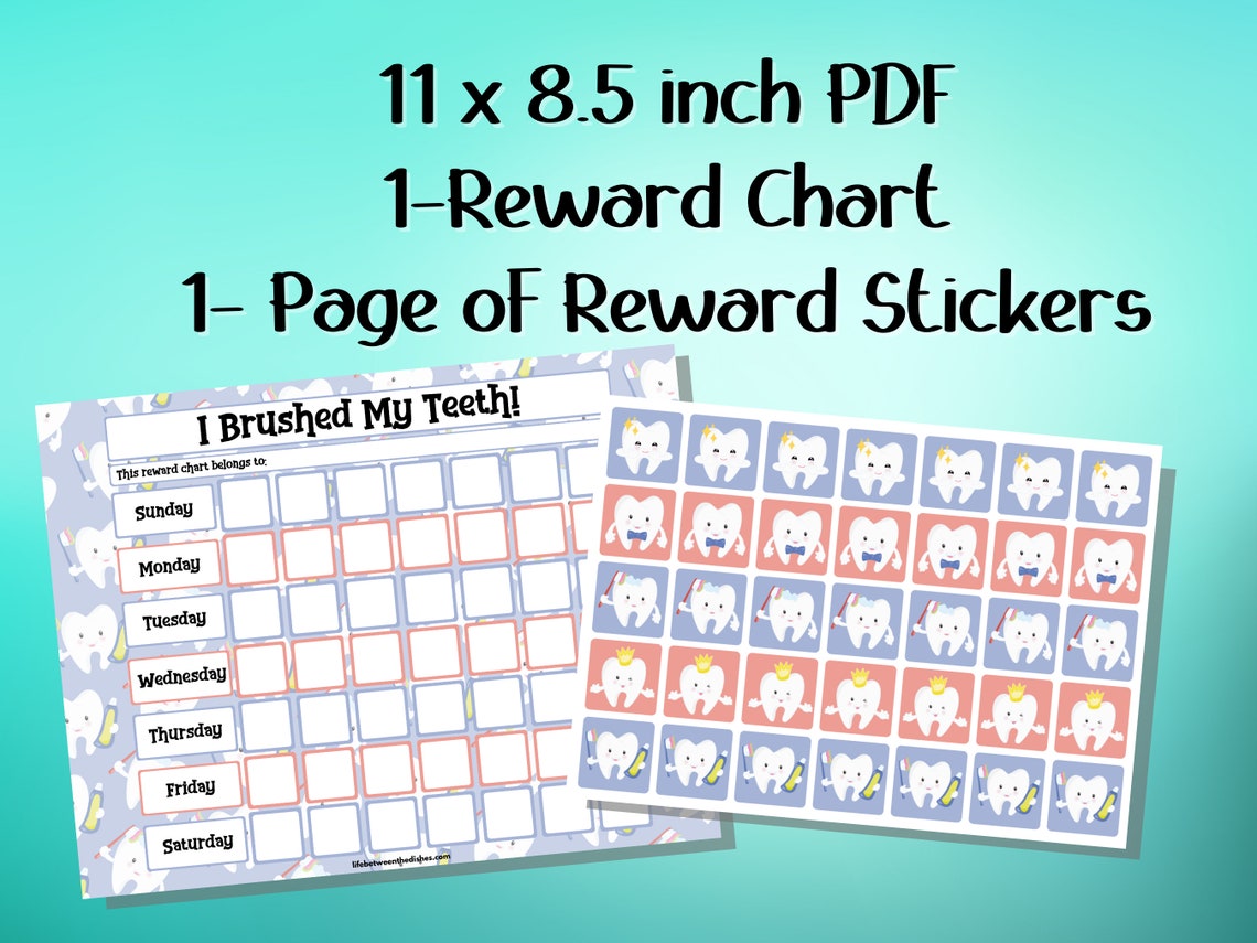 Reward Chart for Brushing Teeth With Printable Stickers - Etsy