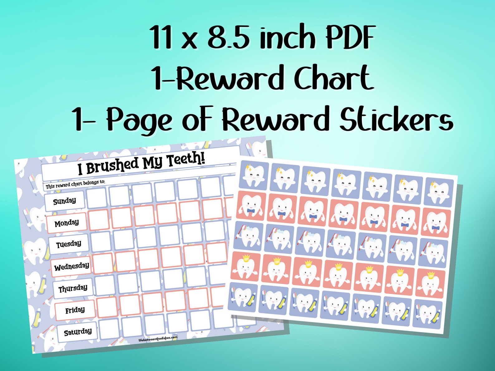 Reward Chart for Brushing Teeth With Printable Stickers - Etsy
