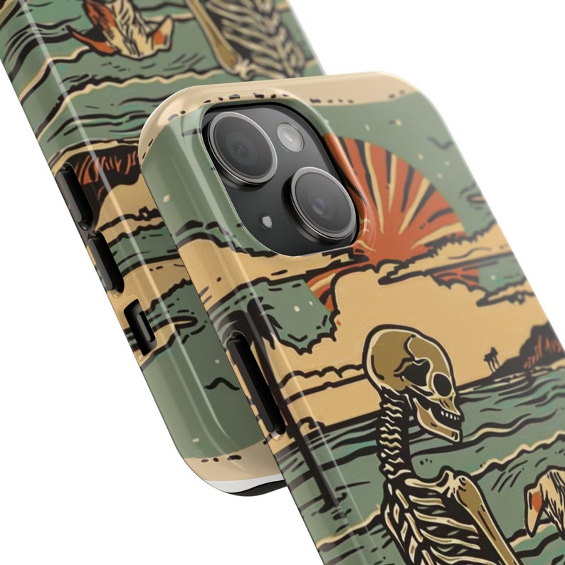 Vintage Skeleton and Dog Enjoying Sunset on Beach, Eternal Friendship ...