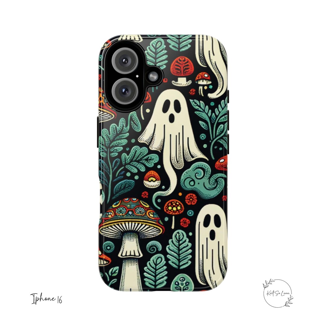 Cute Ghost Mushroom iPhone Case, Spooky Forest Aesthetic Phone Cover ...