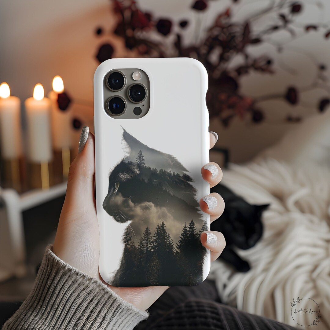 Nature Outdoor Forest Cat Silhouette Phone Case, Nature Lover Gifts ...