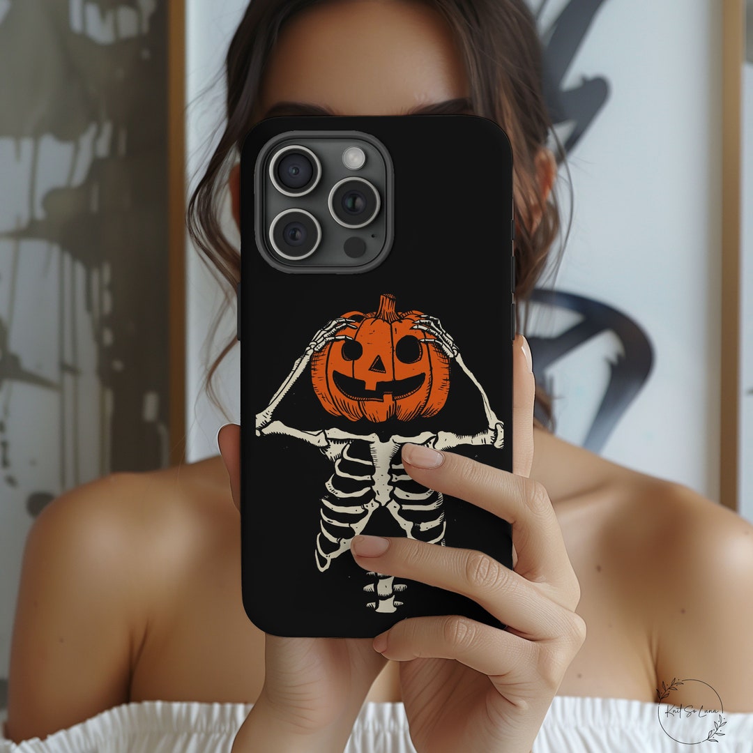 Vintage Skeleton Pumpkin Head Halloween Phone Case: iPhone 17 Case ...