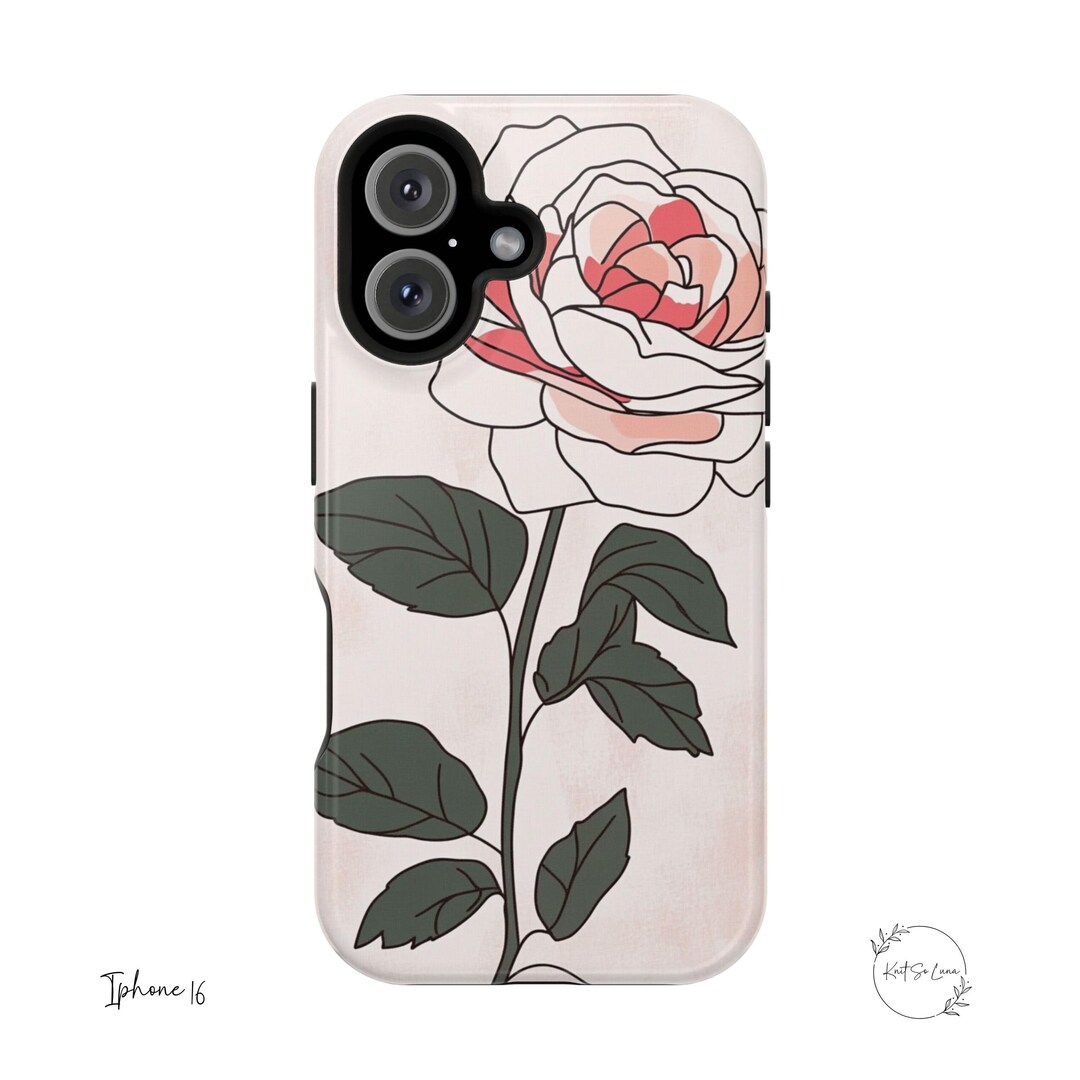 Elegant Aesthetic Minimalist Blush Single Floral Design Phone Case ...