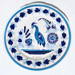 IB Quimper Bird of Paradise Motif Round Ceramic Wall Plate / Vintage ...