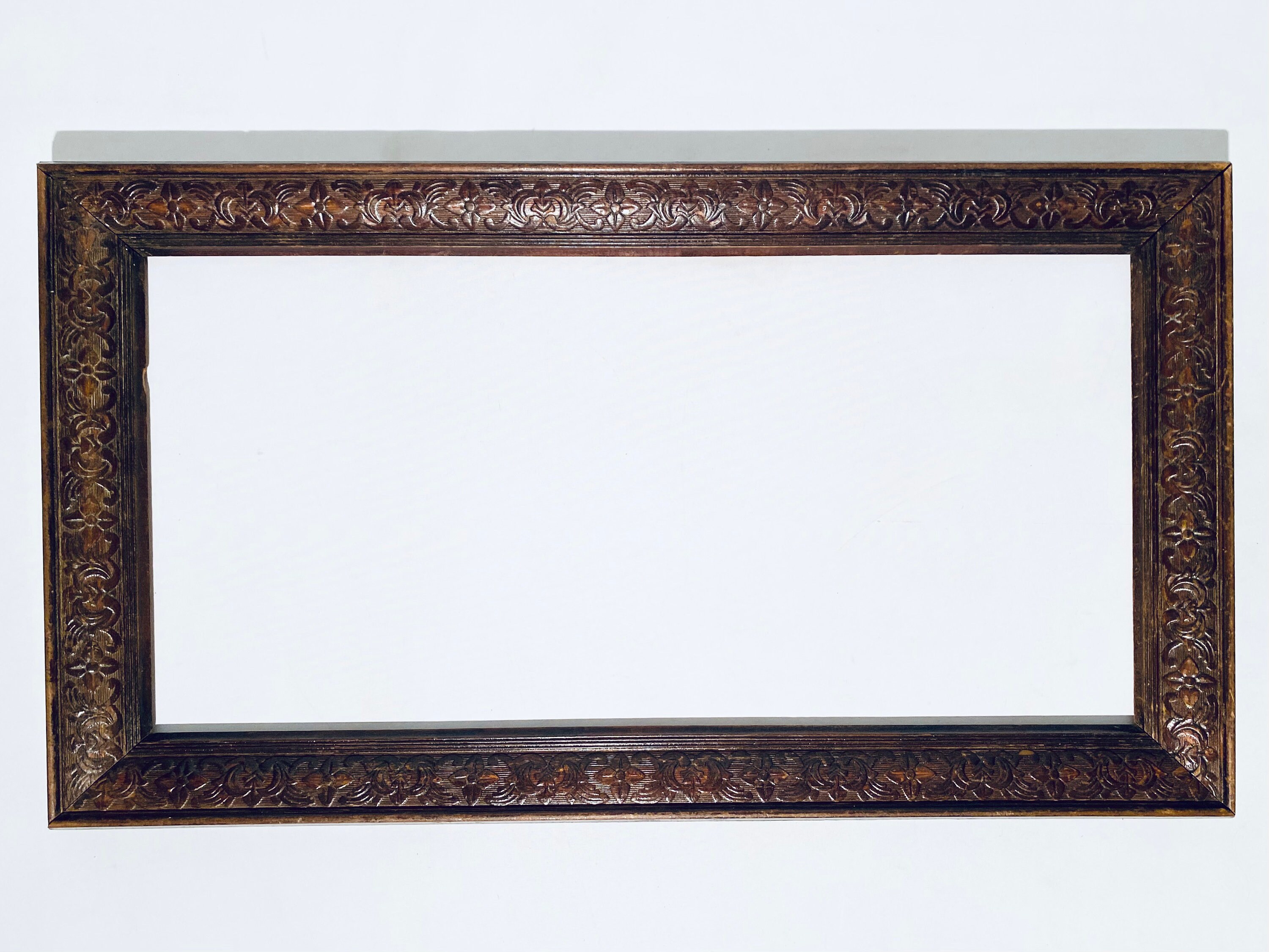 Large Antique Ornate Rectangular Picture Frame Wood Cast / 1800s ...