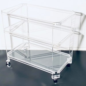 Vintage Plexiglass Perspex Shelving Trolley With Wheels / TV Shelf ...
