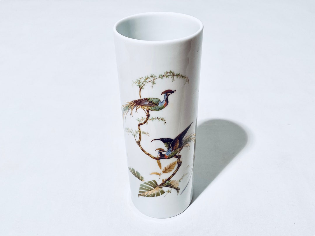Kaiser Germany White Porcelain Cylinder Vase South Sea Birds of ...