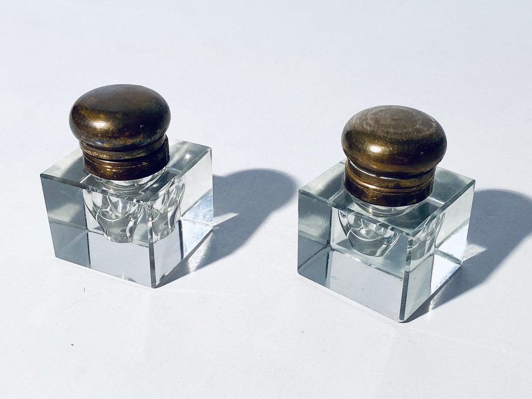 Two Antique Art Deco Glass Ink Bottles / 1920s Vintage Decor - Etsy