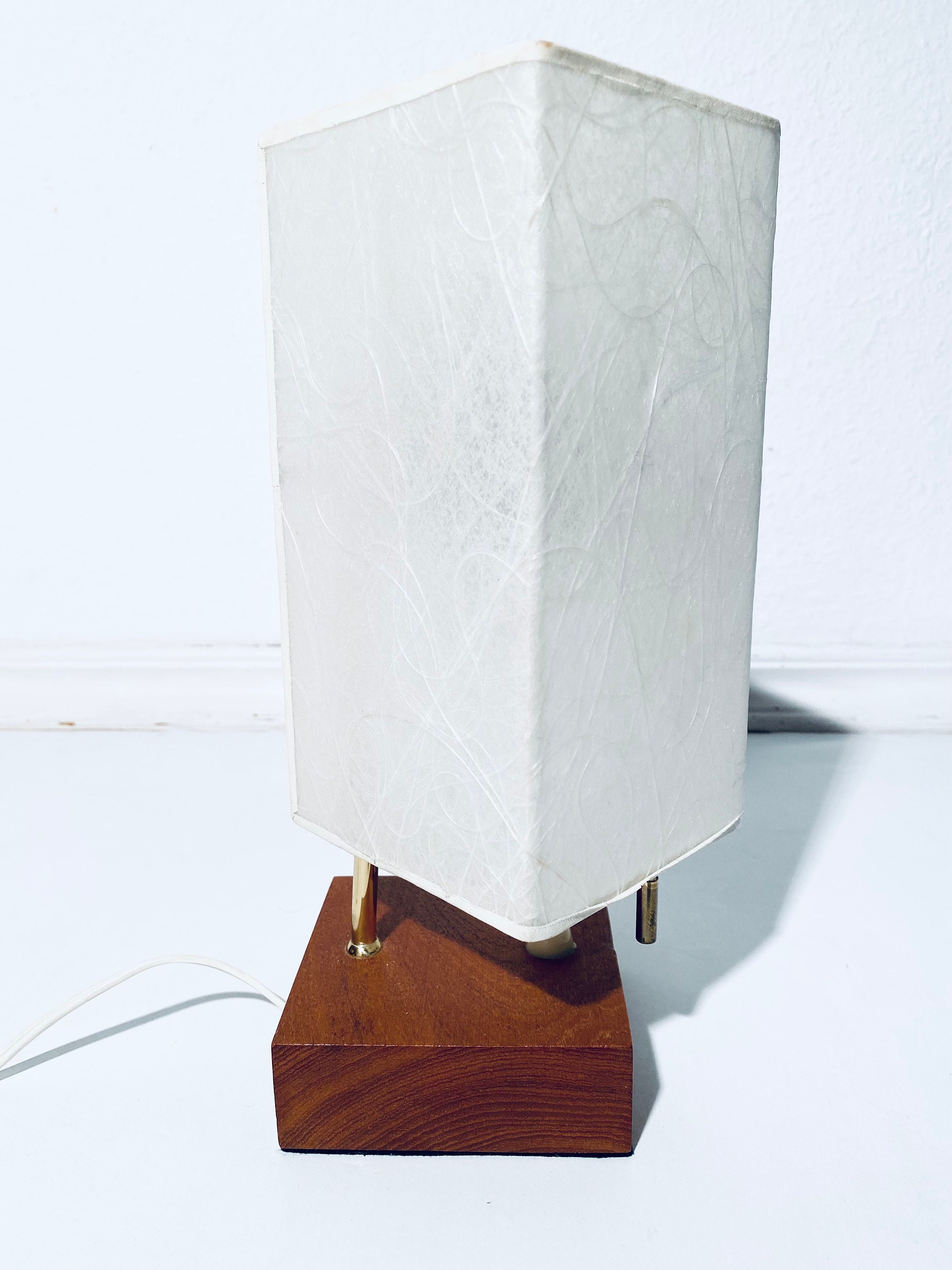 Elegant Mid-century Teak Paper Shade Table Lamp Bedside Lamp / - Etsy