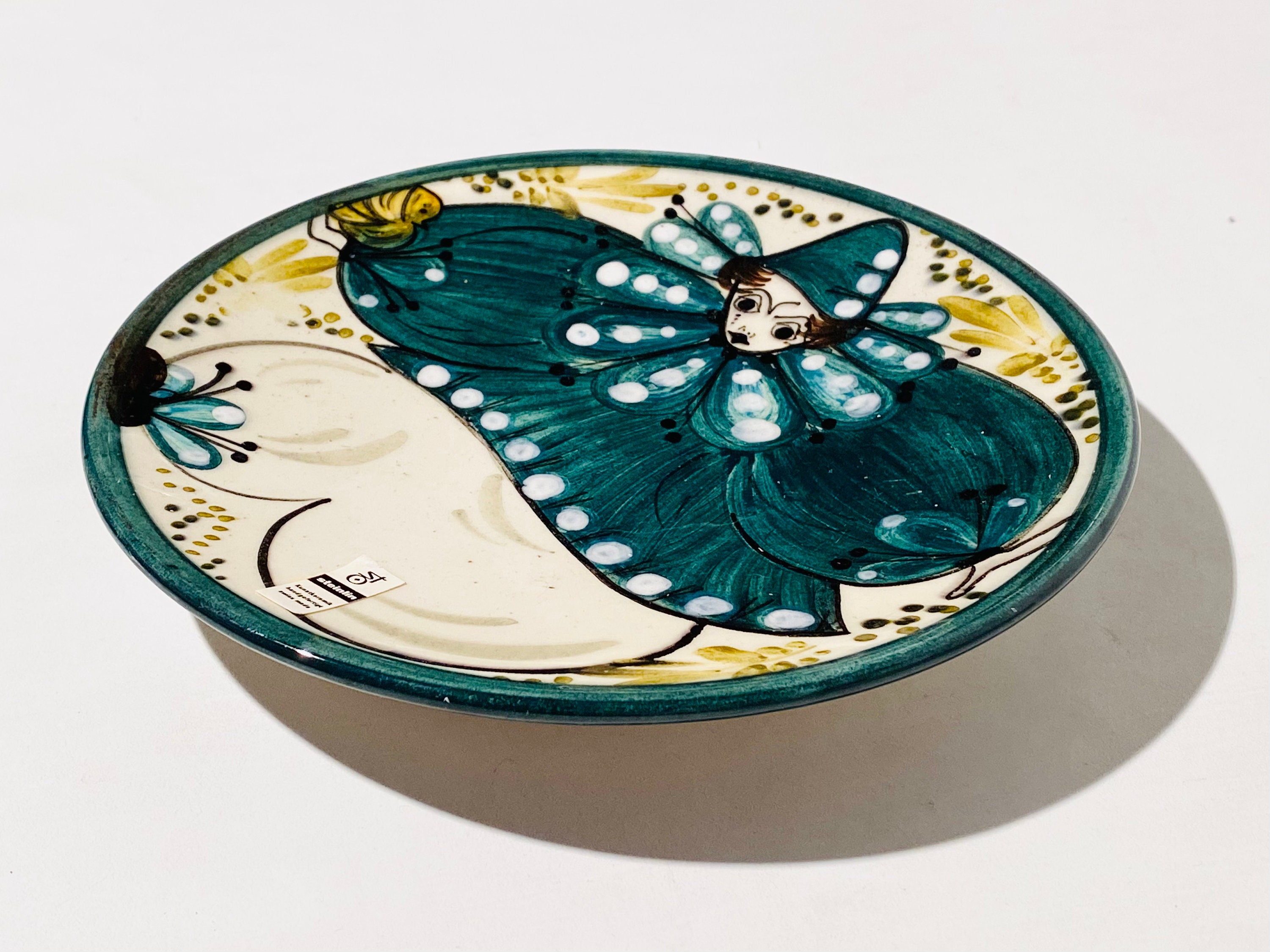 Willy Steinlin Switzerland Small Green Round Clown Ceramic Wall Plate ...
