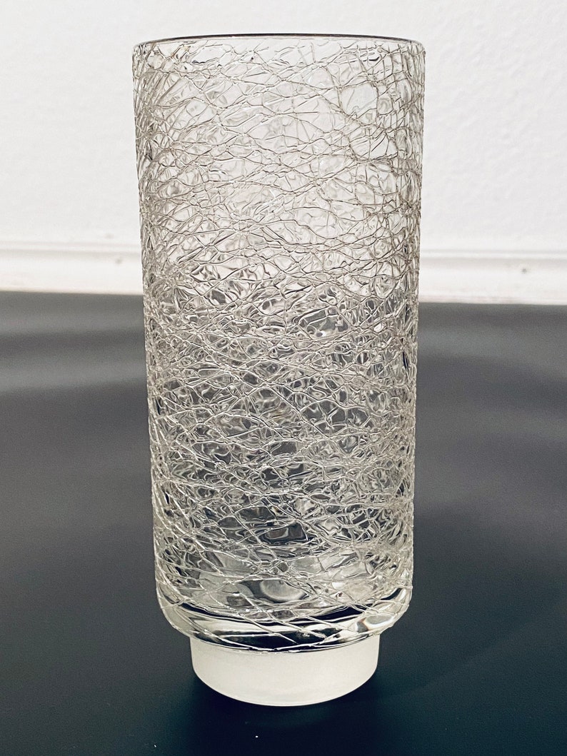Crystal Crackle Cylinder Glass Vase 1970s / Vintage Design Decor - Etsy