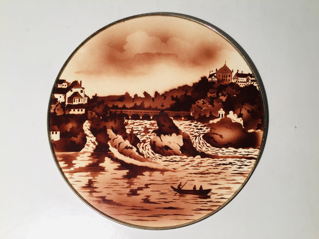 Art Deco Waterfall Motif Brown Ceramic Cake Platter / Serving Plate ...