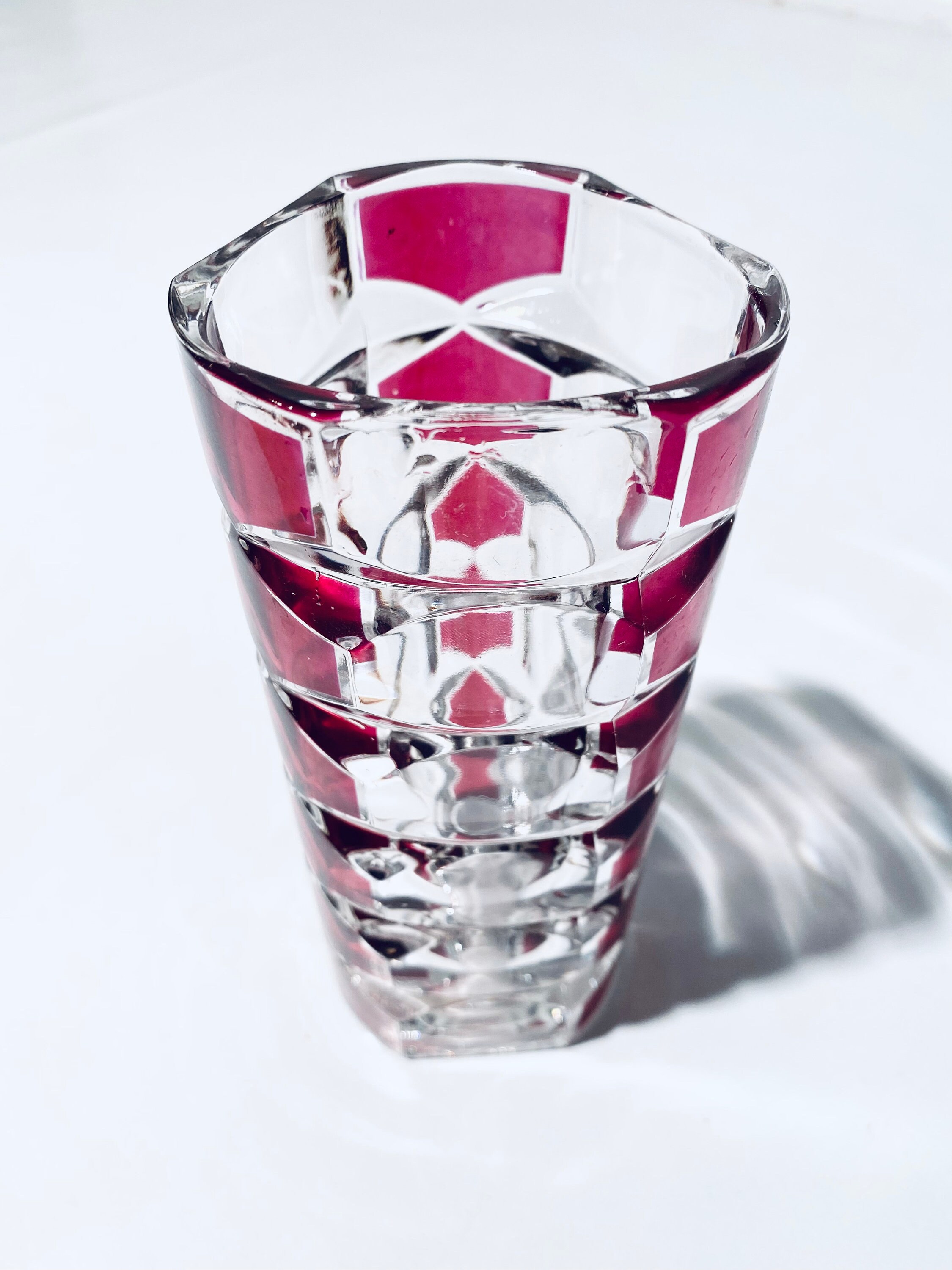 Triangular Glass Vase Art Deco Style / 1960s Vintage Decor - Etsy