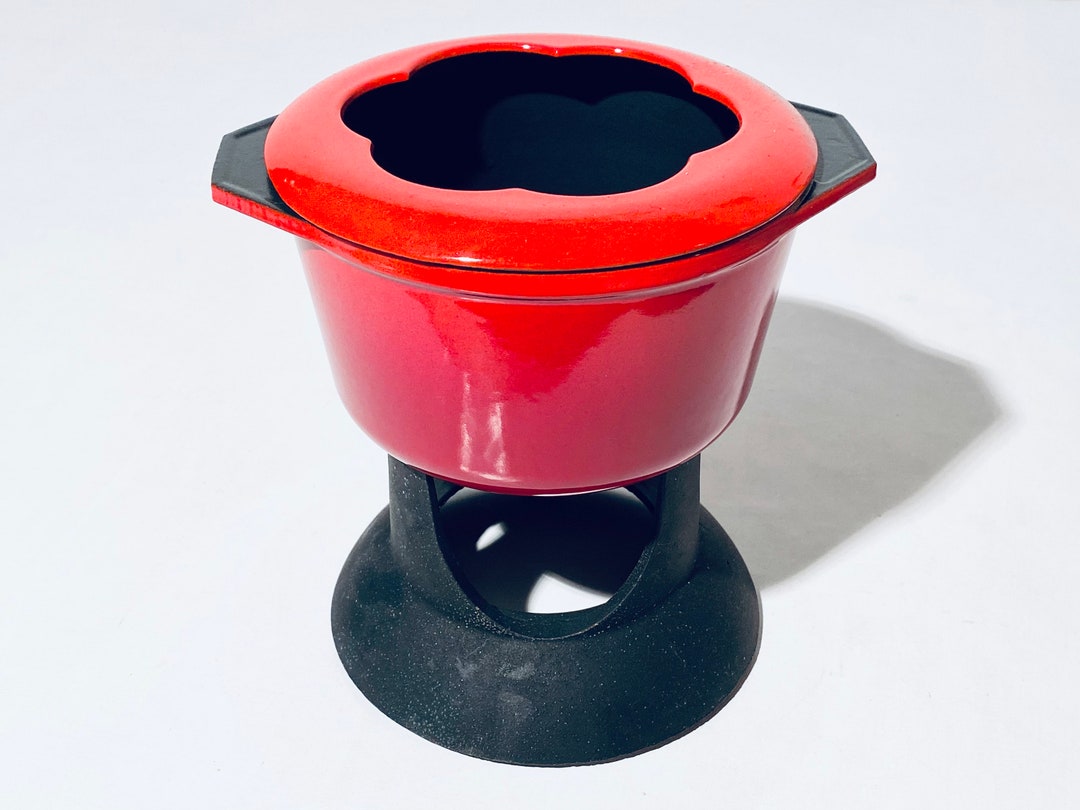 Vintage Red Fondue Enamel Cooking Pot / Vintage Kitchen Decor 70s - Etsy