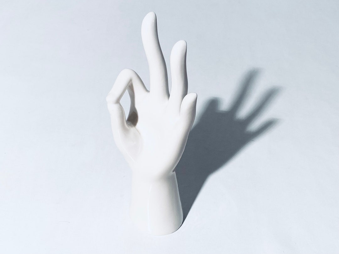 Vintage White Porcelain Hand Ring Jewellery Stand Display / Elegant ...