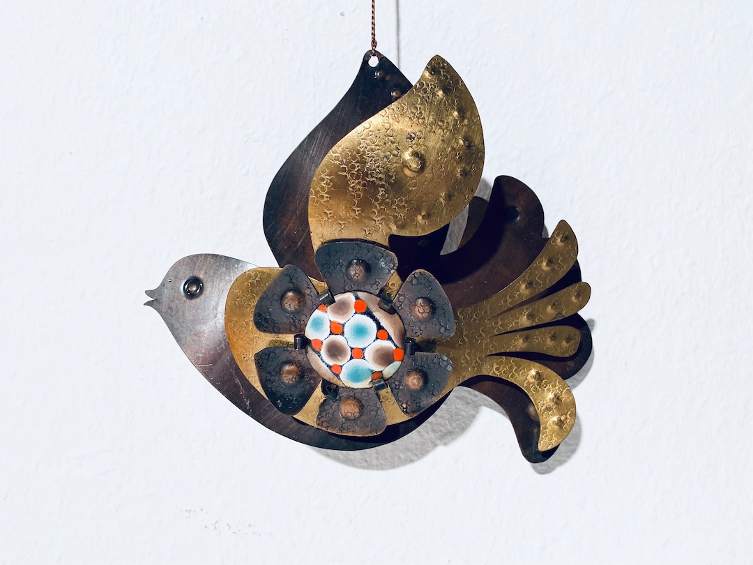 Cesar Vasquez Metal Dove Bird Hanging Ornament / Vintage 1960s Chile ...