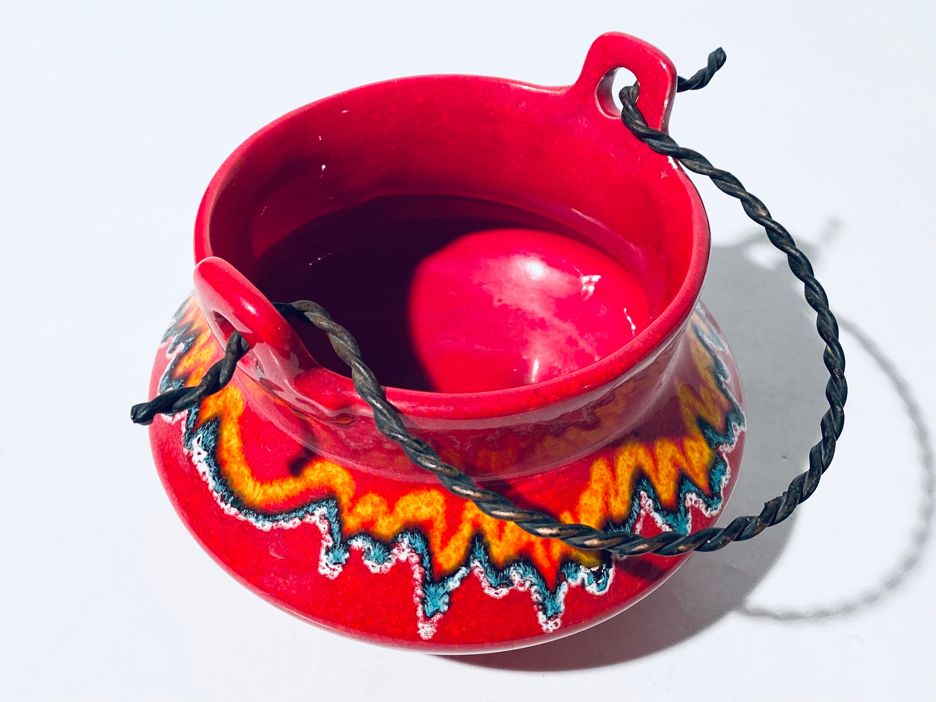 Red Bertoncello Ceramic Brazier Plant Pot Planter Fat Lava / - Etsy