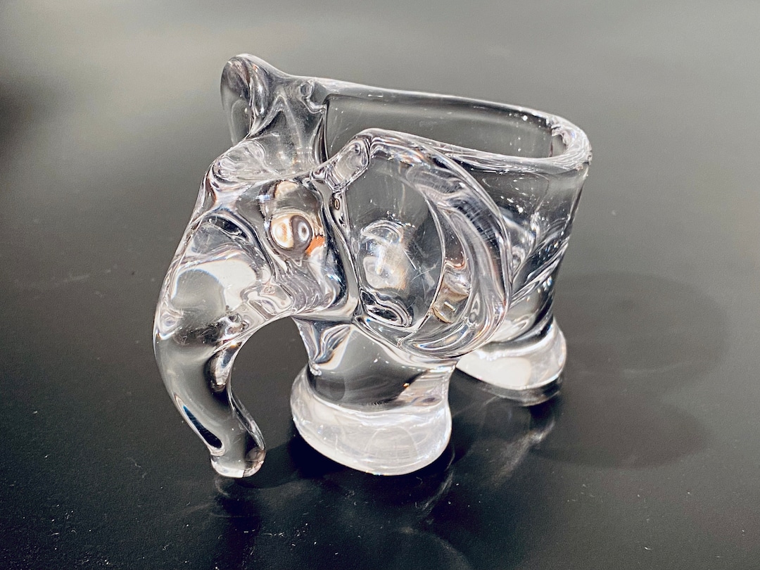 Vintage Art Vannes Crystal Glass Elephant Ashtray / Mid-century France ...