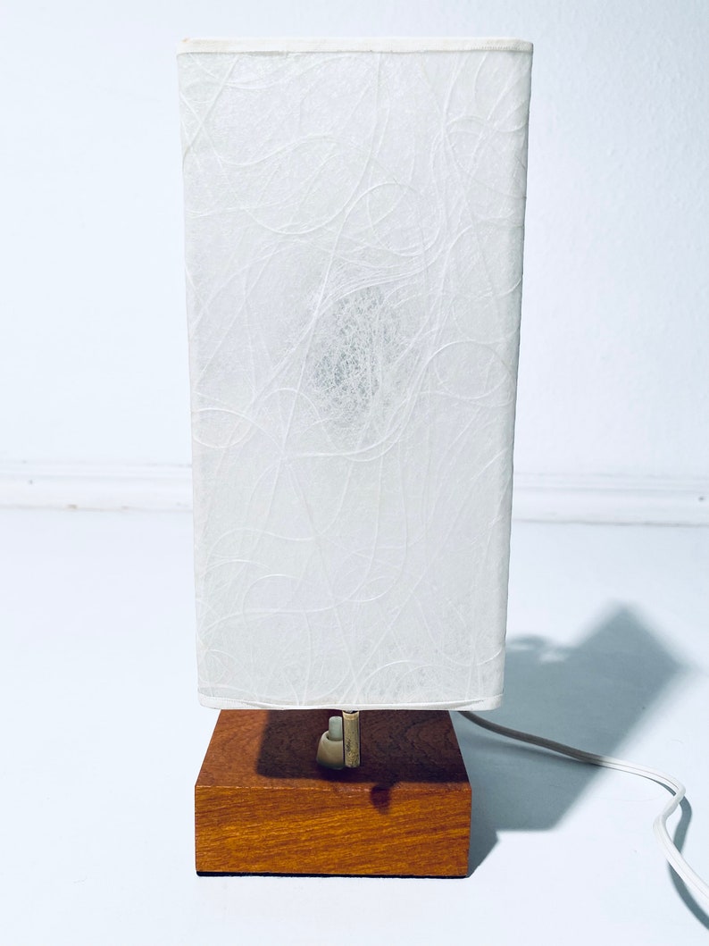 Elegant Mid-century Teak Paper Shade Table Lamp Bedside Lamp / - Etsy