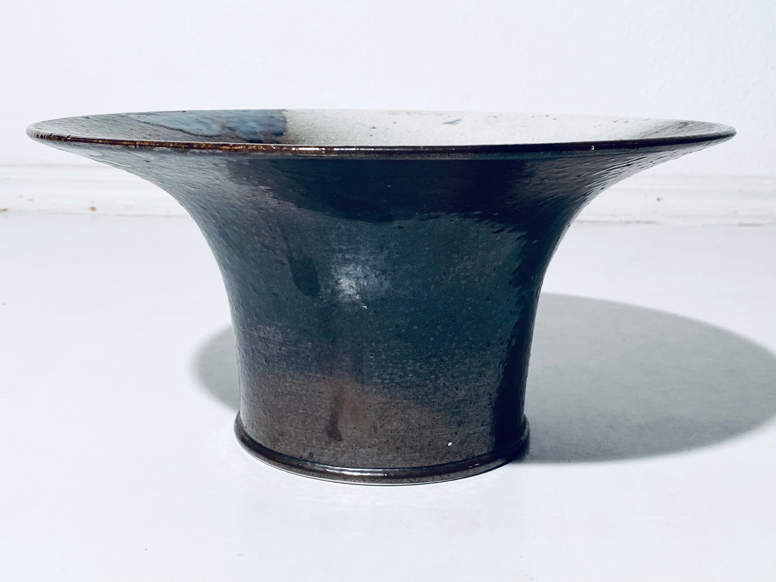 Franz Denk Large Beautiful Brown Creme & Blue Studio Ceramic Bowl ...