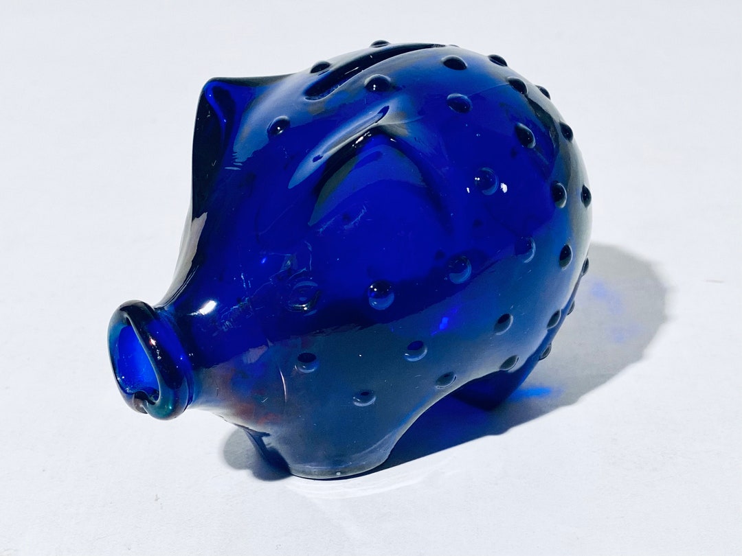 Rare Jacob E Bang Holmegaard Blue Glass Pig Piggy Bank / Money Box ...