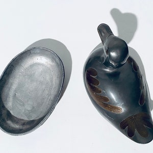 Large Tin Metal Duck Ornament Decoration Bowl Jewelery Box / Vintage ...