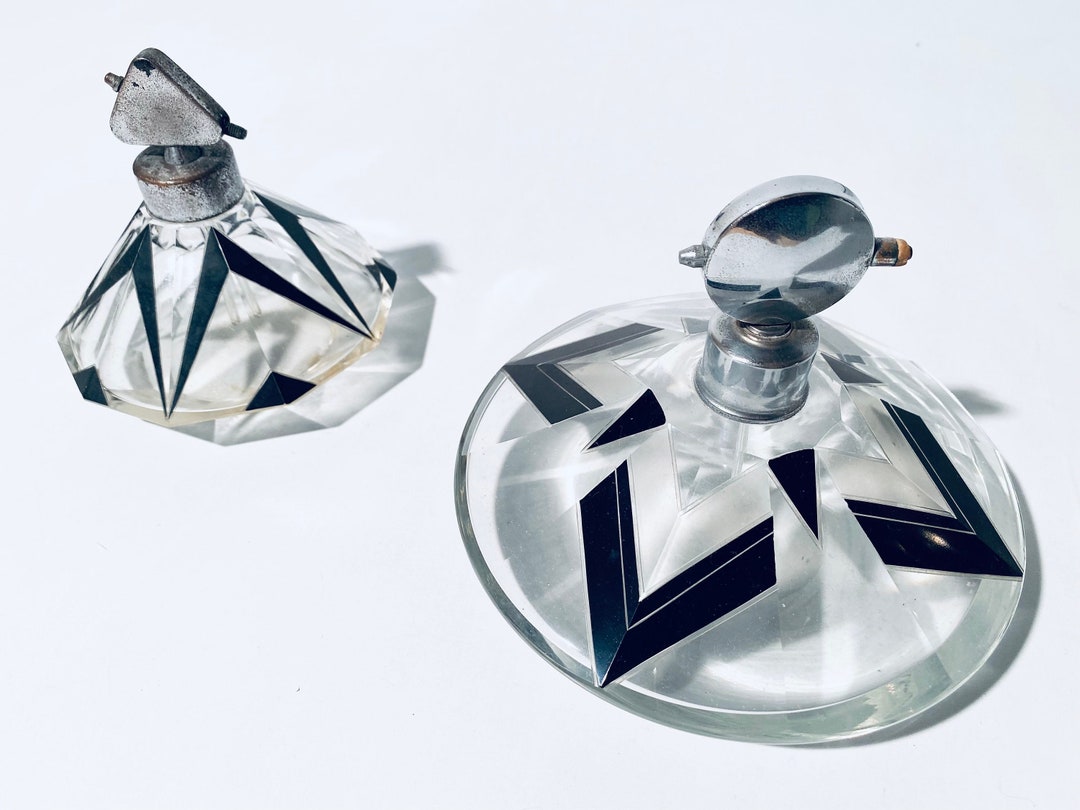 Two Antique Art Deco Glass Perfume Bottles / 1930s Vintage Decor - Etsy