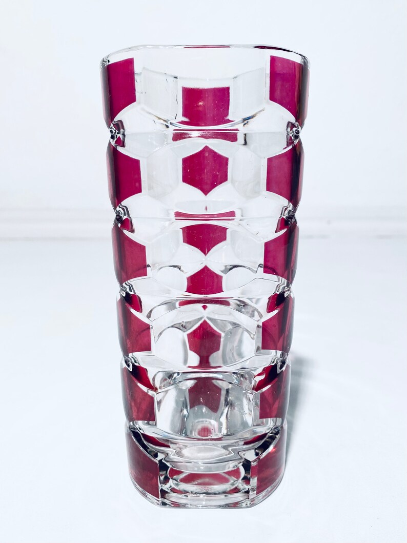 Triangular Glass Vase Art Deco Style / 1960s Vintage Decor - Etsy