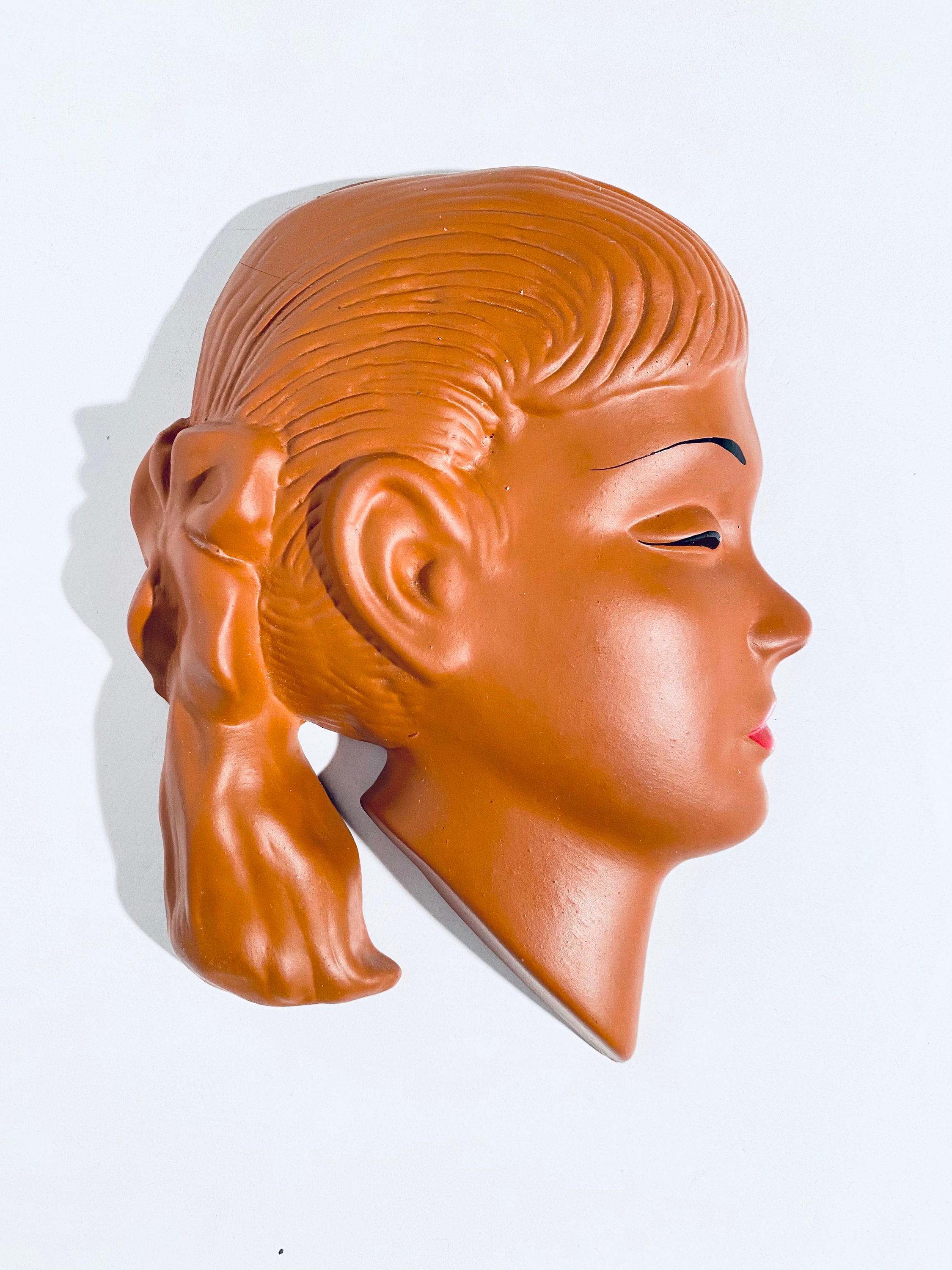 Ceramic Brown Young Girls Head Wall Mask / MCM 1950s Vintage - Etsy