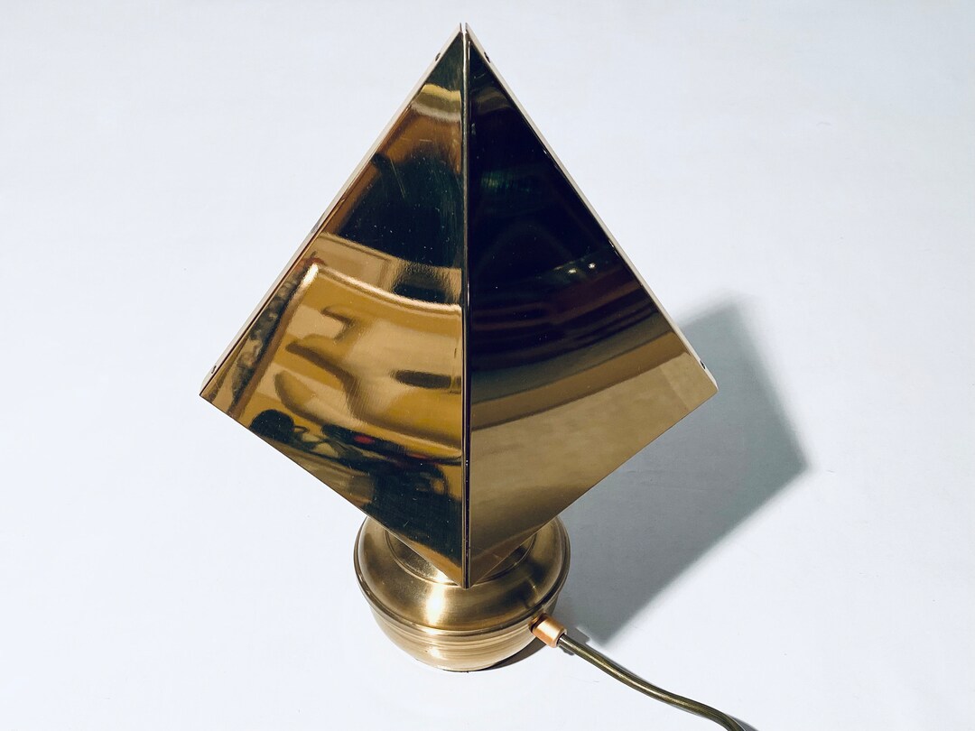 Triangular Brass Designer Table Corner Lamp / Vintage 1980s Lighting - Etsy