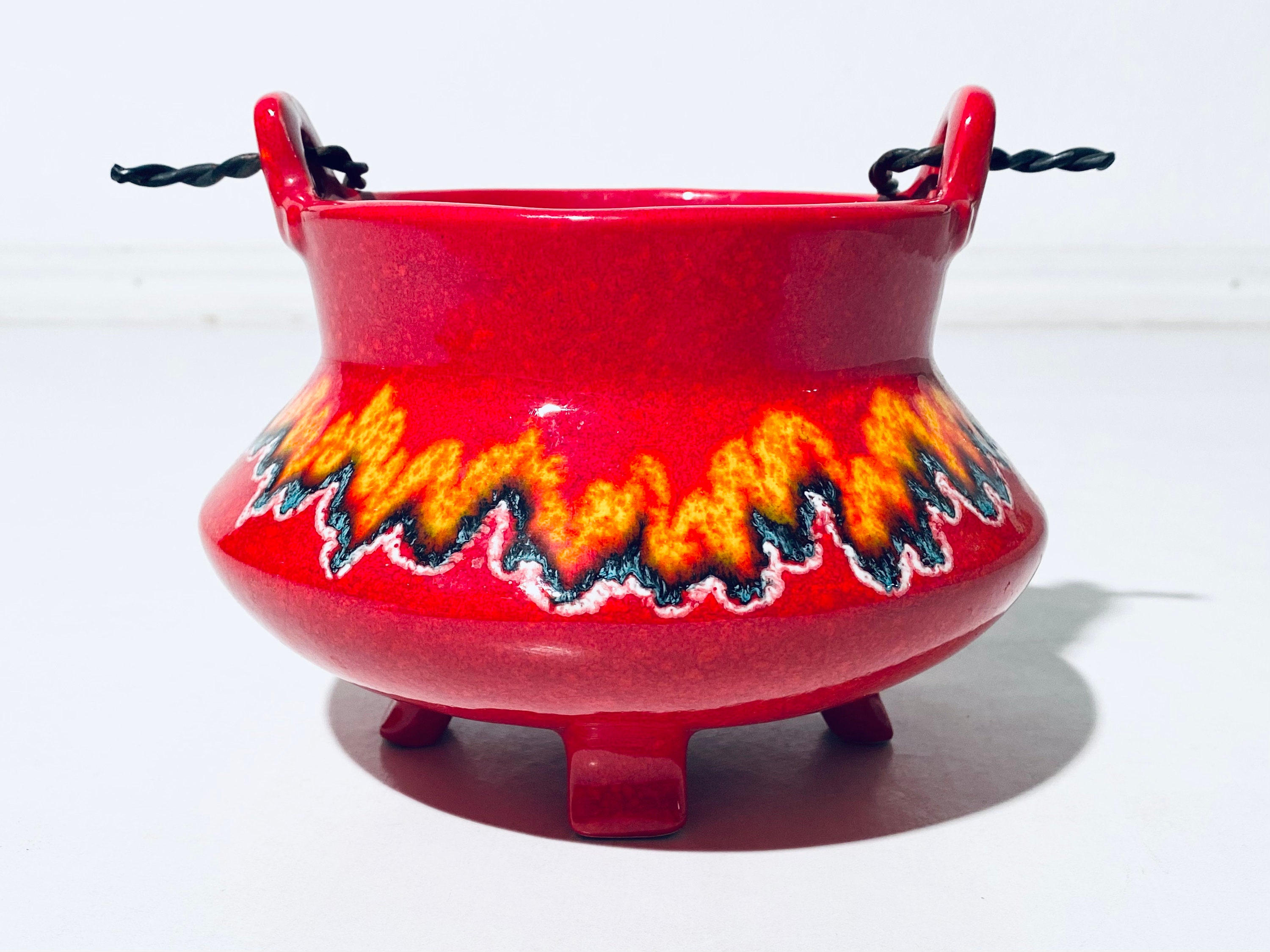 Red Bertoncello Ceramic Brazier Plant Pot Planter Fat Lava / - Etsy